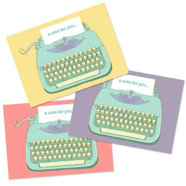FREEBIES // TYPEWRITER NOTE CARDS – Oh So Lovely Blog