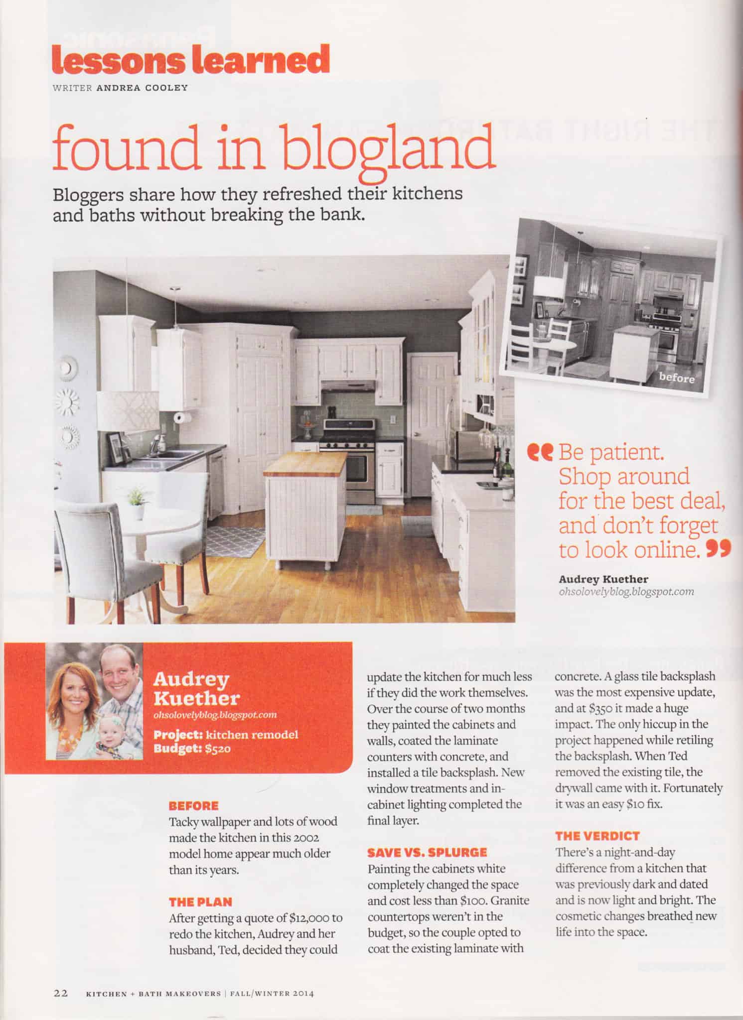 Audrey Kuether Oh So Lovely Blog press and features