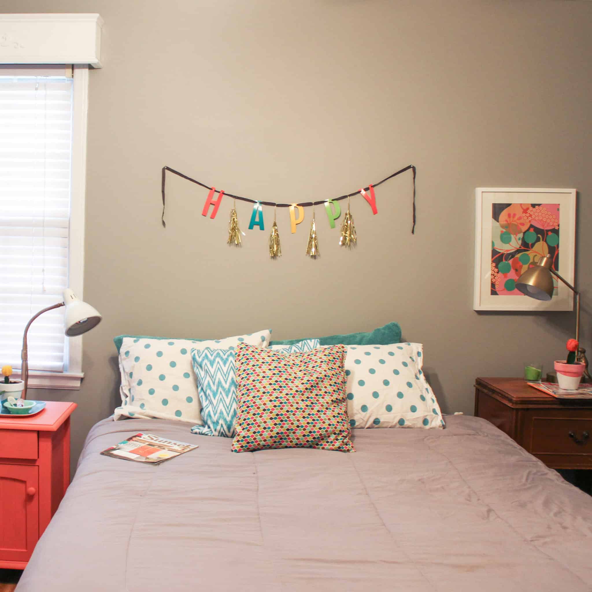 Oh So Lovely Blog guest room home tour, DIY updated night stand