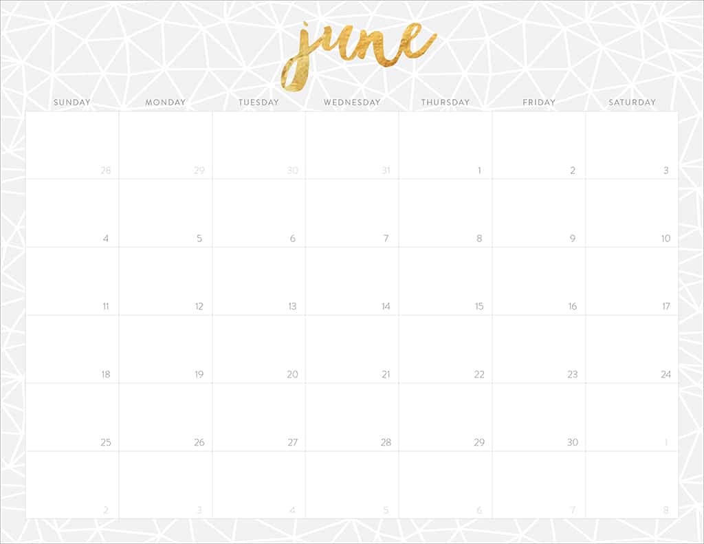 Blank June Calendar Save The Dates