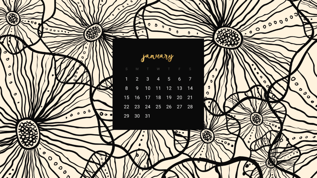 FREE January desktop calendar wallpapers - 10+ options