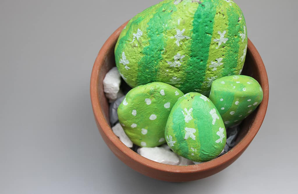 DIY rock cactus garden craft project tutorial