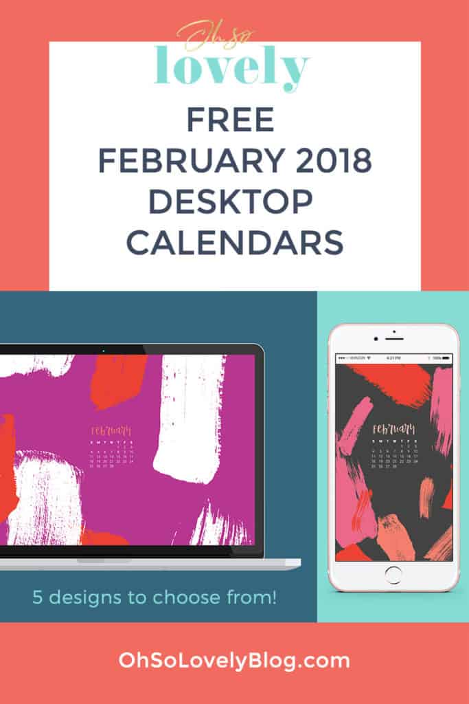 FREE February desktop wallpaper calendars