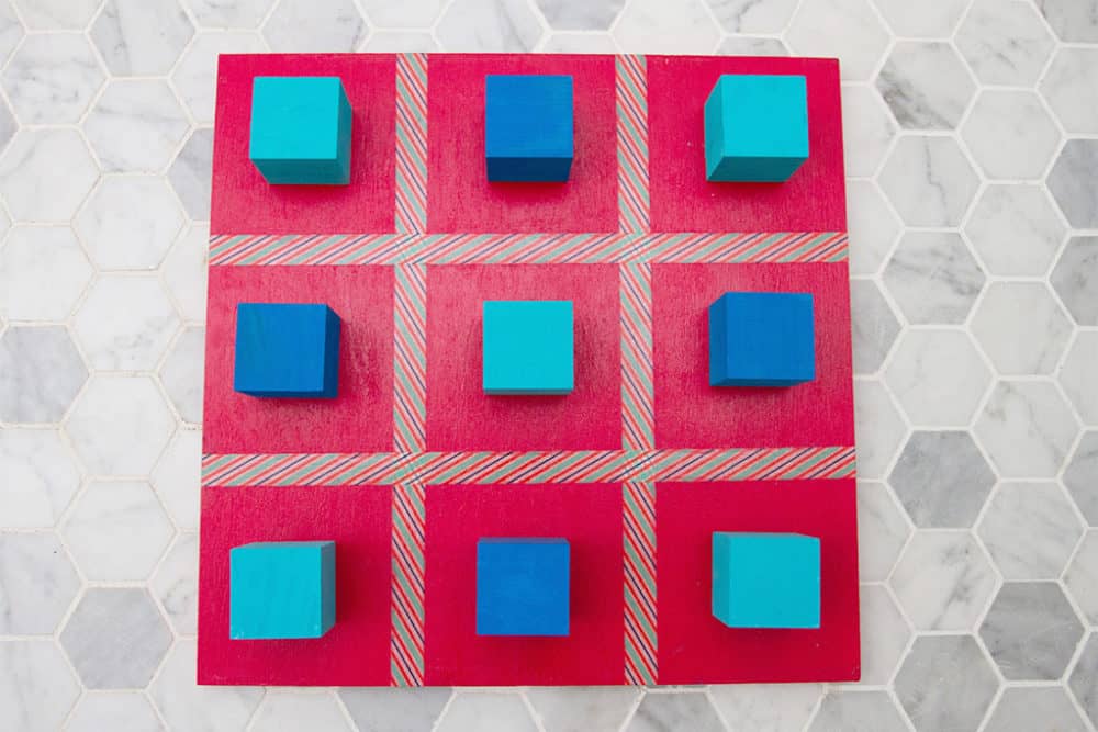 A DIY tic tac toe board tutorial—super easy and fun to make!