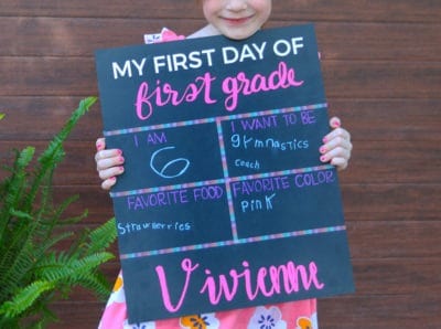 DIY homemade back to school sign and free printable signs