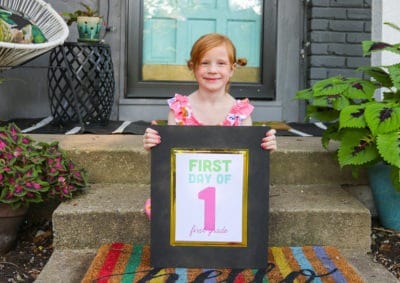 DIY homemade back to school sign and free printable signs
