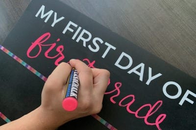 DIY homemade back to school sign and free printable signs