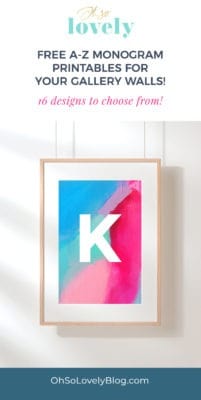Download my FREE monogram art printables A-Z, perfect for gallery walls!