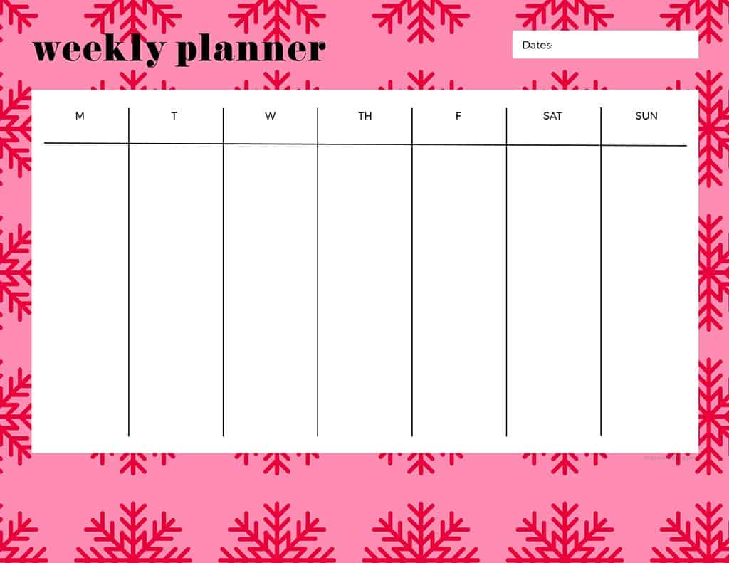 FREE winter weekly planner printables — 9 designs in letter and A4 sizes!