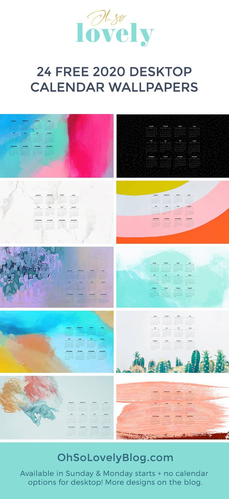 Free 2020 desktop wallpapers — 24 designs to choose from!