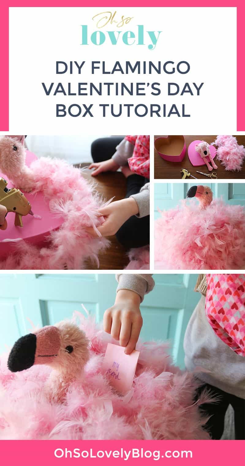Flamingo Valentine's Day box — the cutest and easiest DIY craft project!