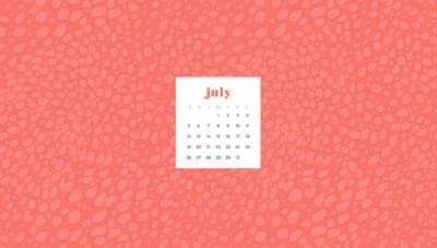 Free July wallpapers — 9 designs in both Sunday and Monday starts.