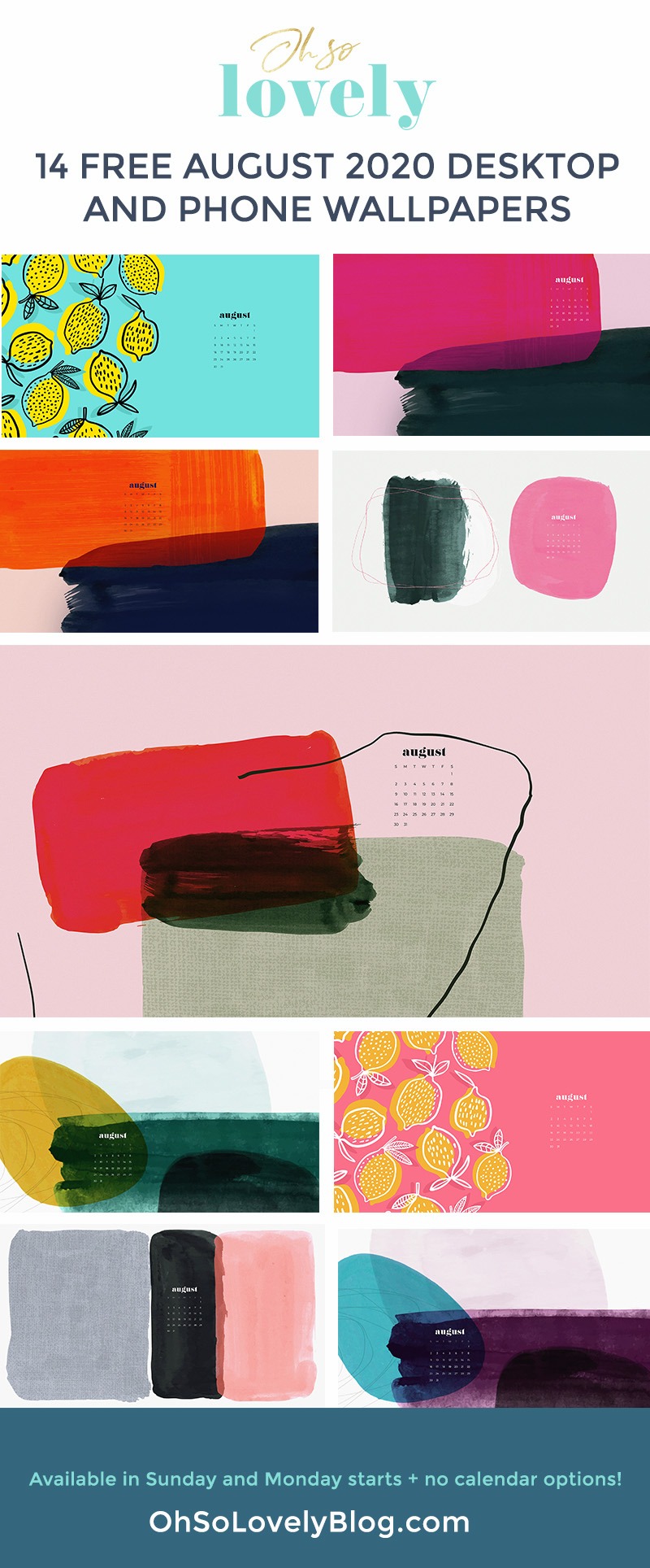 FREE August wallpapers — 14 to choose from for desktop and phone!