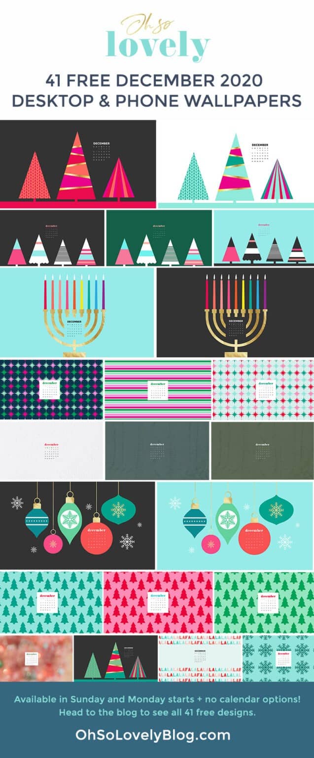 December 2020 calendar wallpapers - 41 FREE designs to choose from!