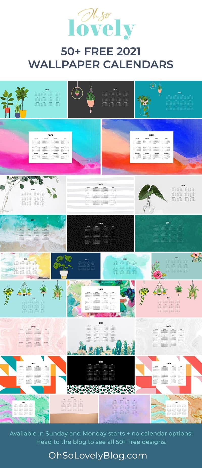 FREE 2021 wallpaper calendars – 50+ cute design options to choose from!