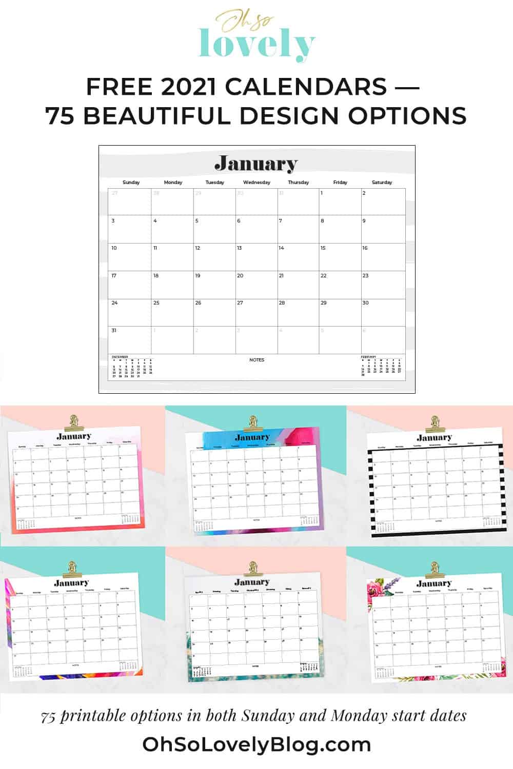 Free 2021 calendars — 75 beautiful designs to choose from!