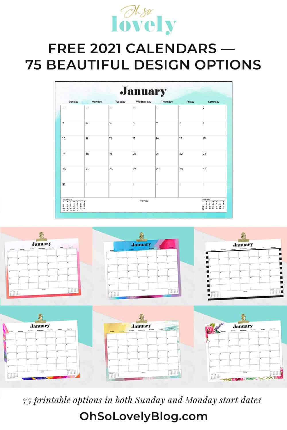 Free 2021 calendars — 75 beautiful designs to choose from!
