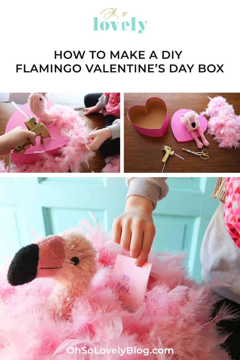 Flamingo Valentine's Day box — the cutest and easiest DIY craft project!