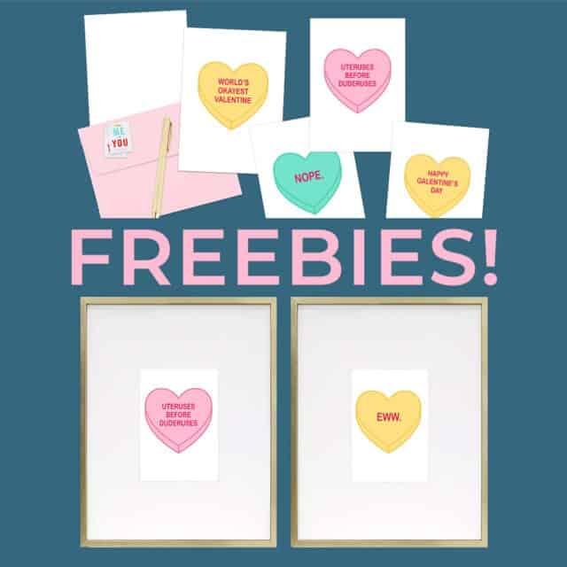 Funny Valentine Freebies – 30 FREE art and card printables!