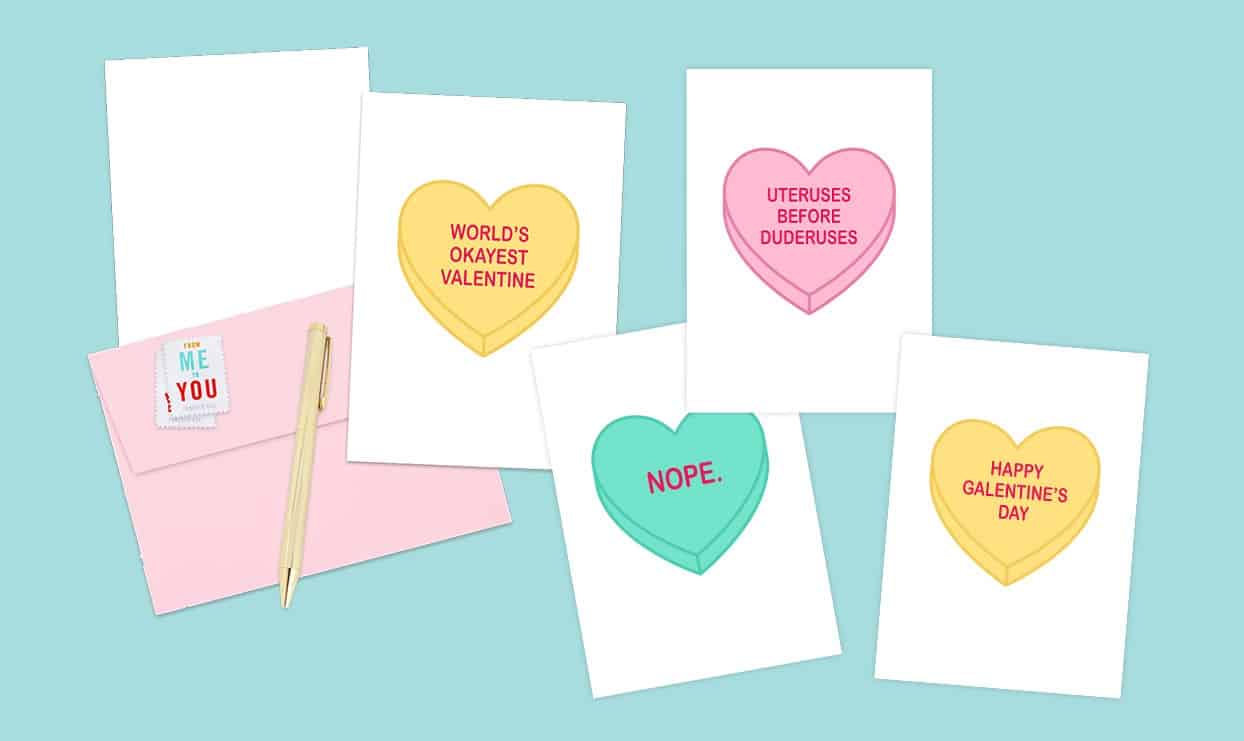 Funny Valentine Freebies – 30 FREE art and card printables!