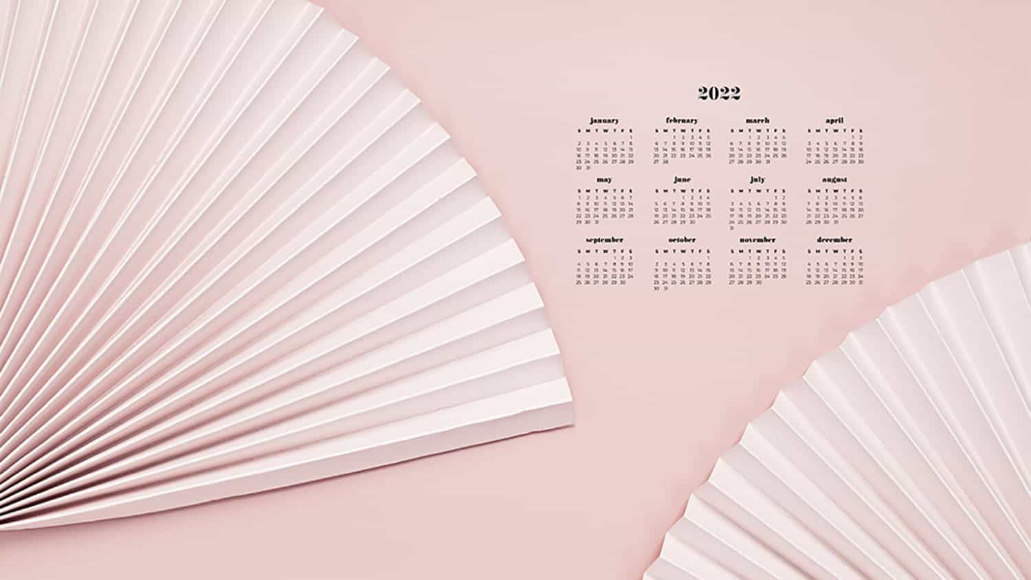 FREE 2022 wallpapers: 90 options, Sunday & Monday start + no-calendar!