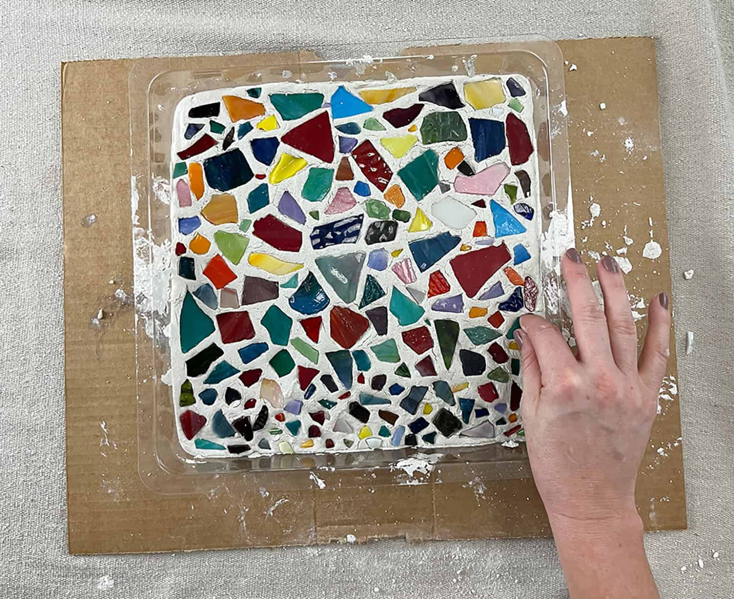 DIY mosaic stepping stone for a gnome garden!