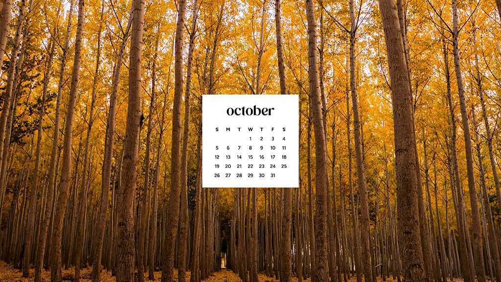 October Desktop Calendar Wallpaper 2025